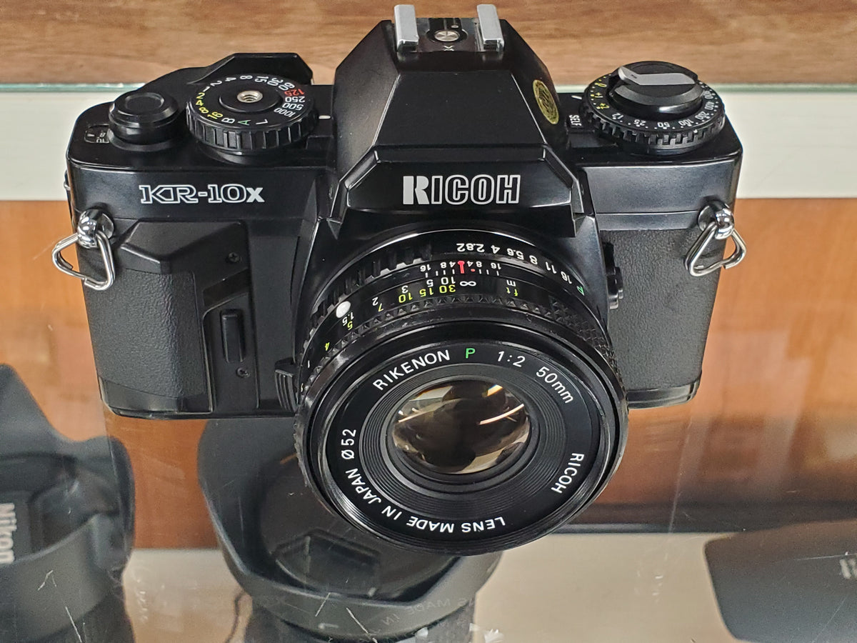 Ricoh KR-10x w/Rikenon P 50mm F2 lens, 35mm SLR Film Camera, CLA, Ligh ...